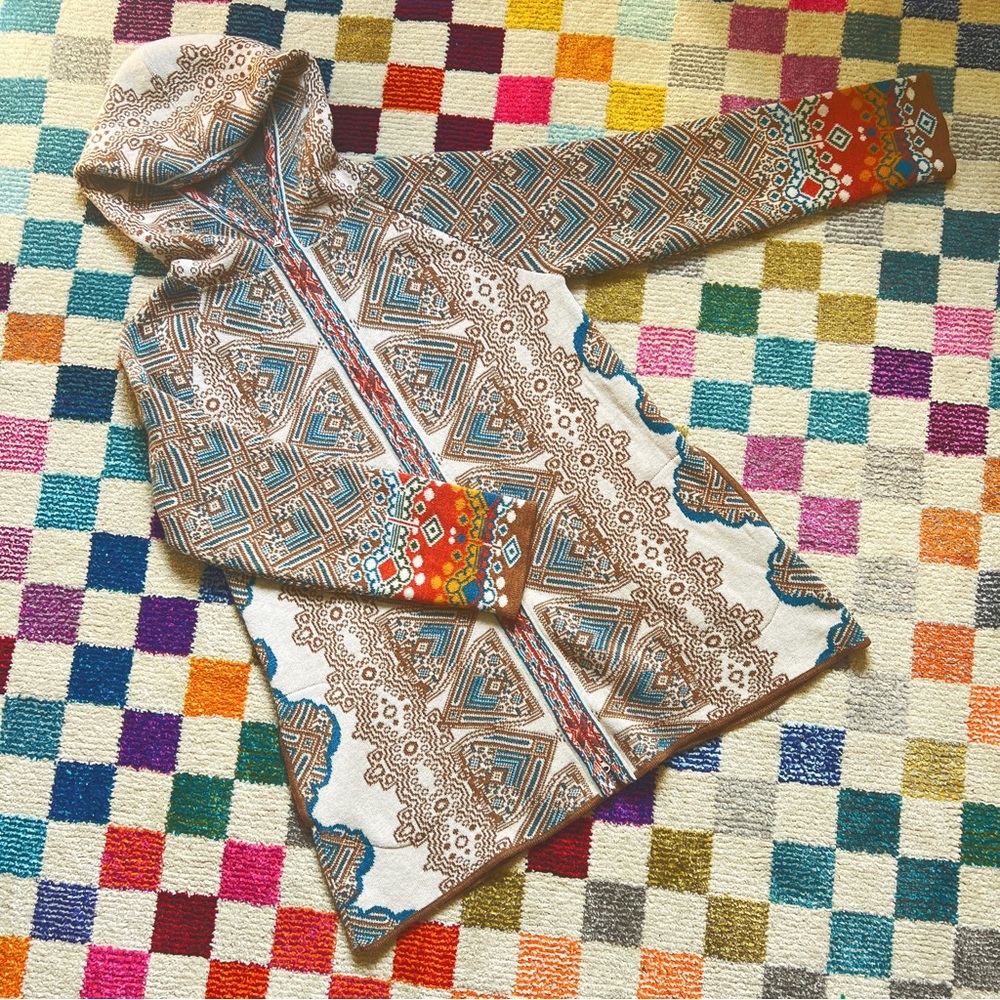 Rare Ivko Anthropologie Long Jacquard Jacket With Hoo… - Gem